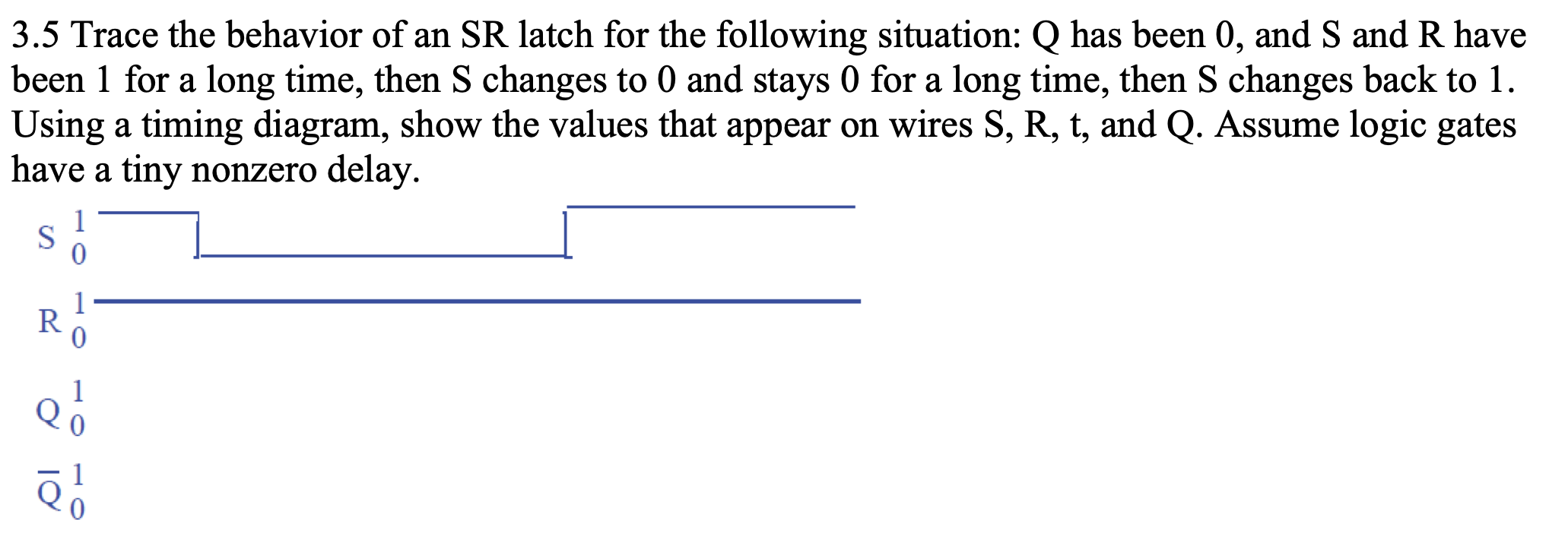 Solved 3.5 Trace the behavior of an SR latch for the | Chegg.com