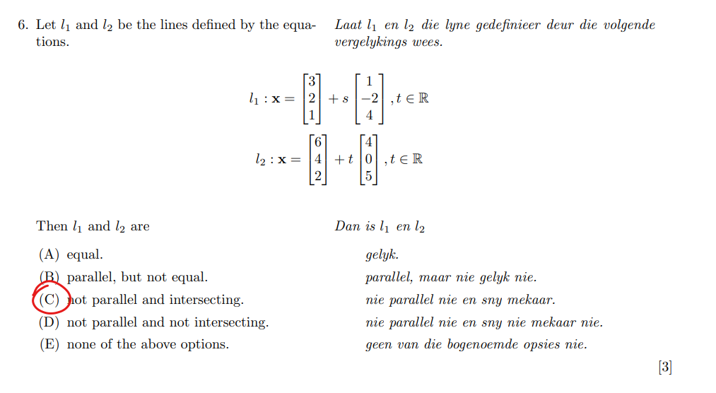 Solved Let l1 ﻿and l2 ﻿be the lines defined by the | Chegg.com