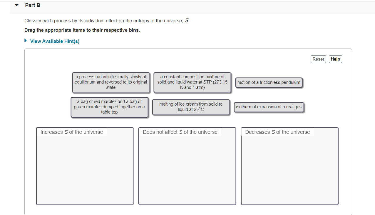 Solved Part B Classify each process by its individual effect | Chegg.com