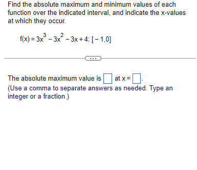Solved Find the absolute maximum and minimum values of each | Chegg.com