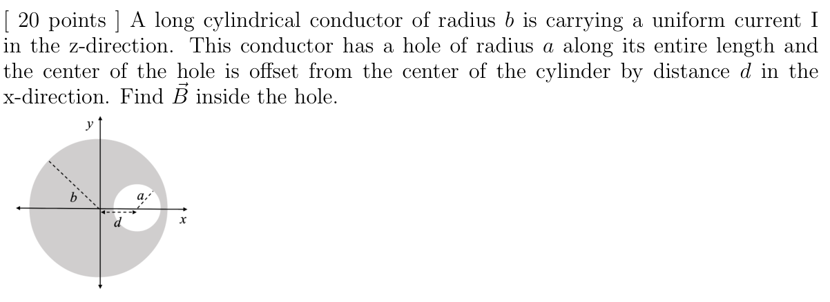Solved [ 20 ﻿points] ﻿A long cylindrical conductor of radius | Chegg.com