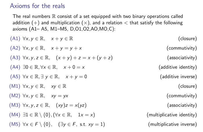 Solved 1. Prove, using the axioms for R as given in | Chegg.com