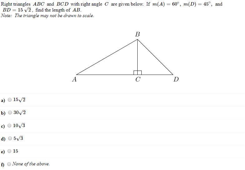 Solved Right triangles ABC and BCD with right angle C are | Chegg.com