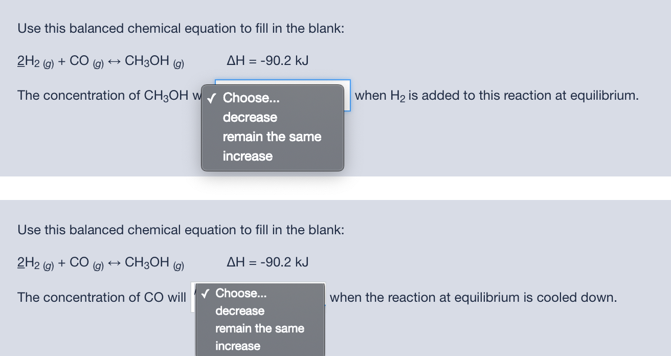 Solved Use this balanced chemical equation to fill in the | Chegg.com