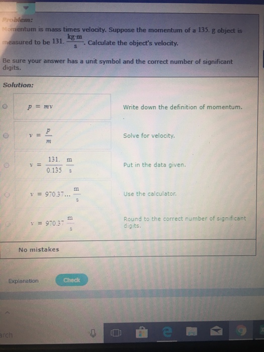 Solved Momentum is mass times velocity. Suppose the momentum | Chegg.com