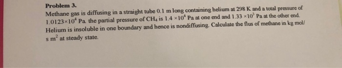 Solved Problem 3. Methane gas is diffusing in a straight | Chegg.com