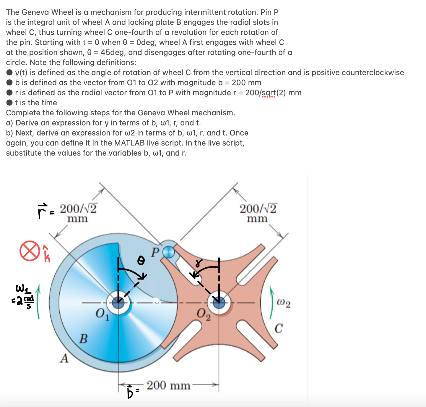 Solved The Geneva Wheel is a mechanism for producing | Chegg.com