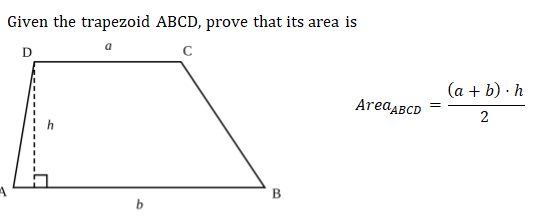 Solved Given the trapezoid ABCD, prove that its area is с a | Chegg.com