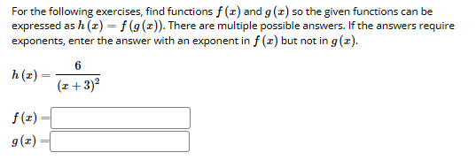 Solved For the following exercises, find functions f(x) ﻿and | Chegg.com