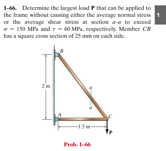 Solved 1-66. ﻿Determine the largest load P ﻿that can be | Chegg.com