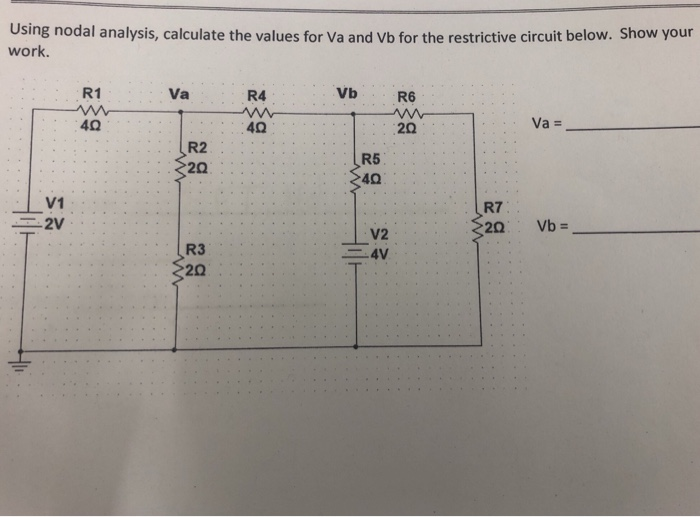 Solved Using nodal analysis, calculate the values for Va and | Chegg.com