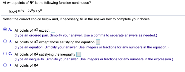 Solved At what points of R2 is the following function | Chegg.com