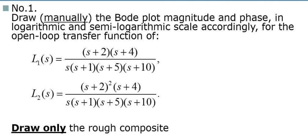 Solved S No.1. Draw (manually) the Bode plot magnitude and | Chegg.com