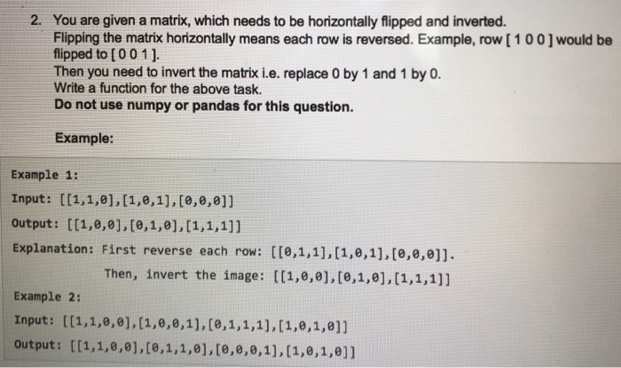 Solved 2. You are given a matrix, which needs to be | Chegg.com