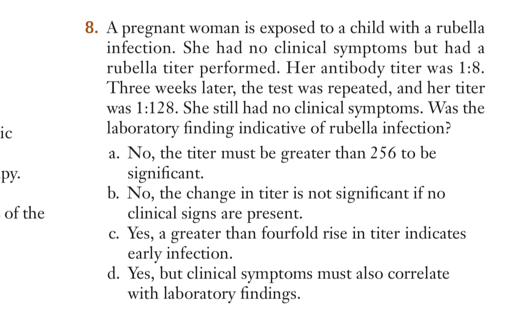 Solved A pregnant woman is exposed to a child with a | Chegg.com