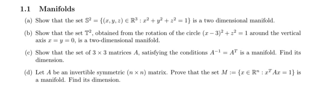 Solved 1.1 Manifolds (a) Show that the set | Chegg.com