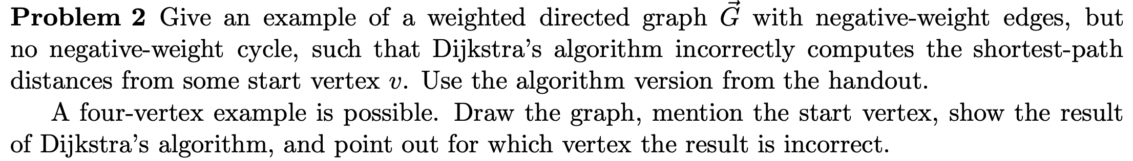 Solved Problem 2 Give an example of a weighted directed | Chegg.com