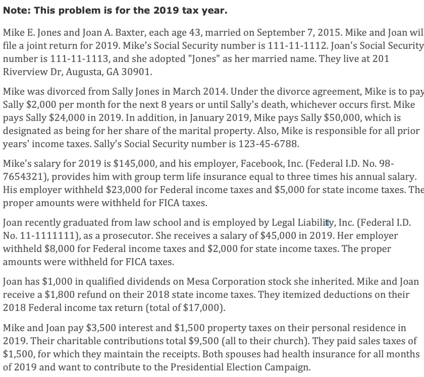 Solved REQUIRED: FILL OUT FORM 1049, Schedule A & B and the | Chegg.com