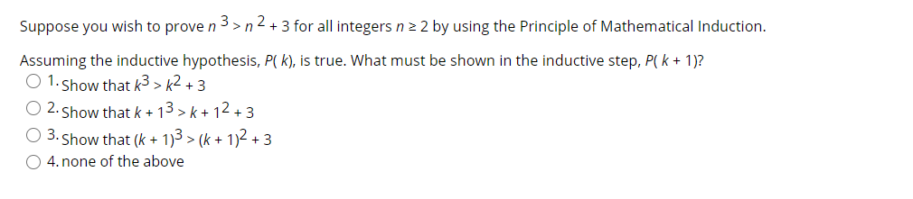 Solved Suppose you wish to prove n 3>n2 + 3 for all integers | Chegg.com