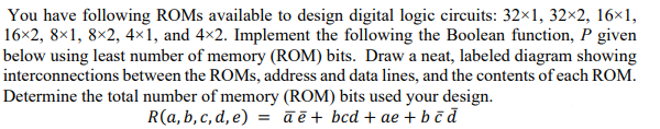 Solved You have following ROMs available to design digital | Chegg.com