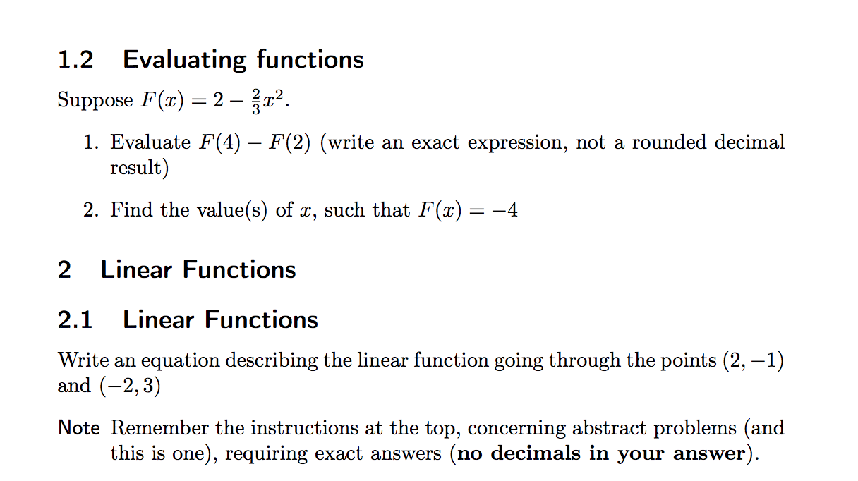 Solved 1.2 Evaluating functions Suppose F(x)=2−32x2. 1. | Chegg.com