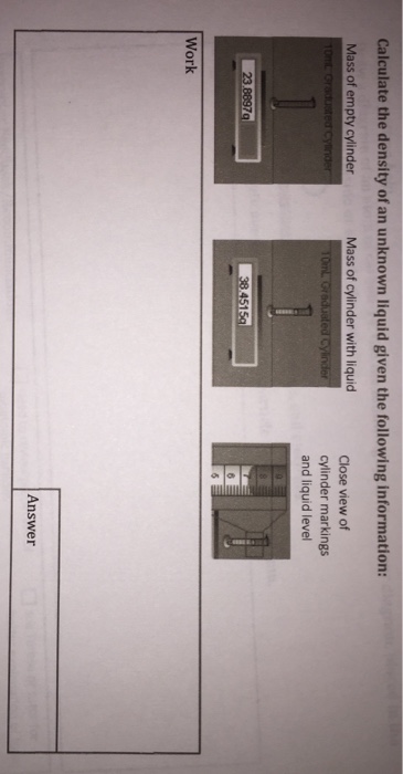 Solved Calculate the density of an unknown liquid given the | Chegg.com