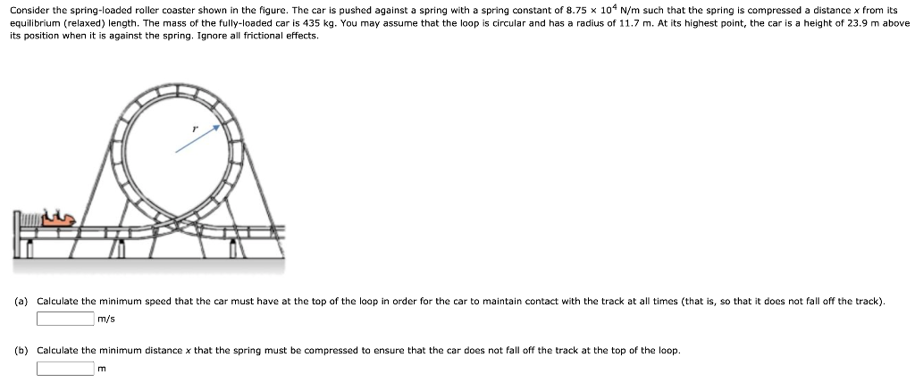 Solved Consider the spring-loaded roller coaster shown in | Chegg.com