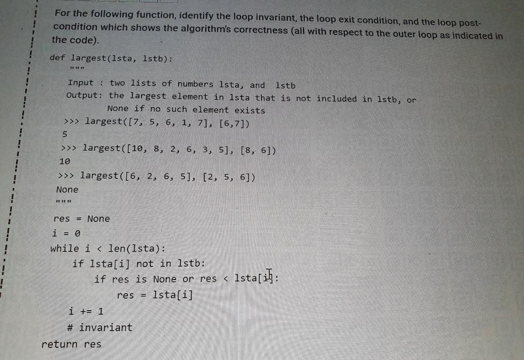 Solved For the following function, identify the loop | Chegg.com