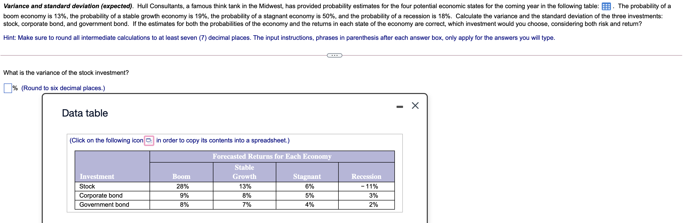 Solved Variance and standard deviation (expected). Hull | Chegg.com