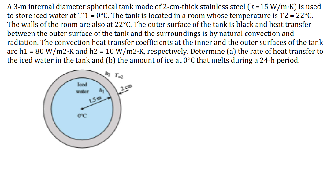 Solved A 3-m internal diameter spherical tank made of | Chegg.com