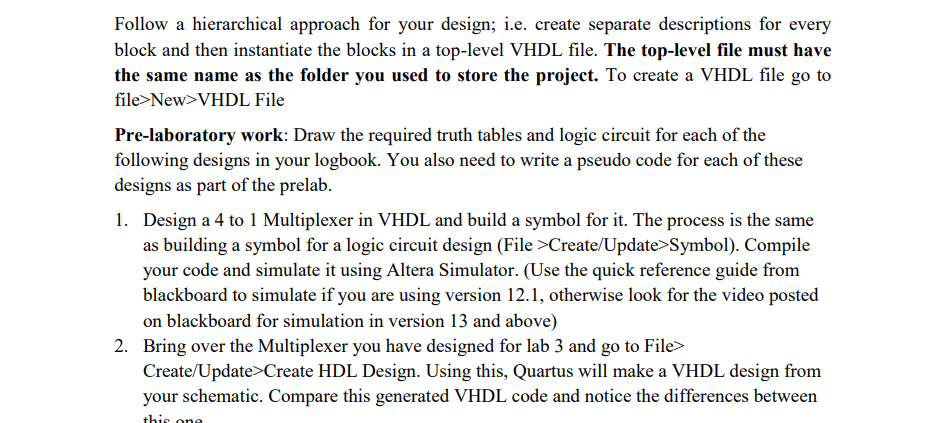 Follow a hierarchical approach for your design; i.e. | Chegg.com