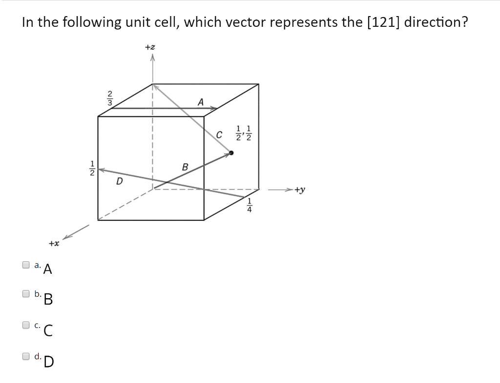 Solved In the following unit cell, which vector represents | Chegg.com