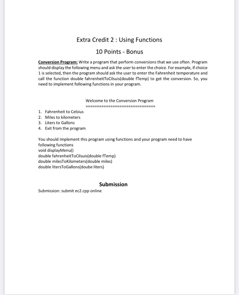 Solved Conversion Program: Write a program that perform | Chegg.com Solved Conversion Program: Write a program that perform | Chegg.com
