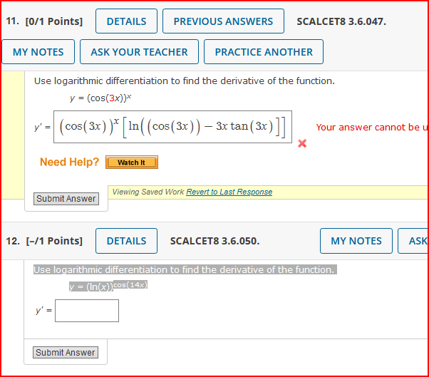 Solved Use logarithmic differentiation to find the | Chegg.com