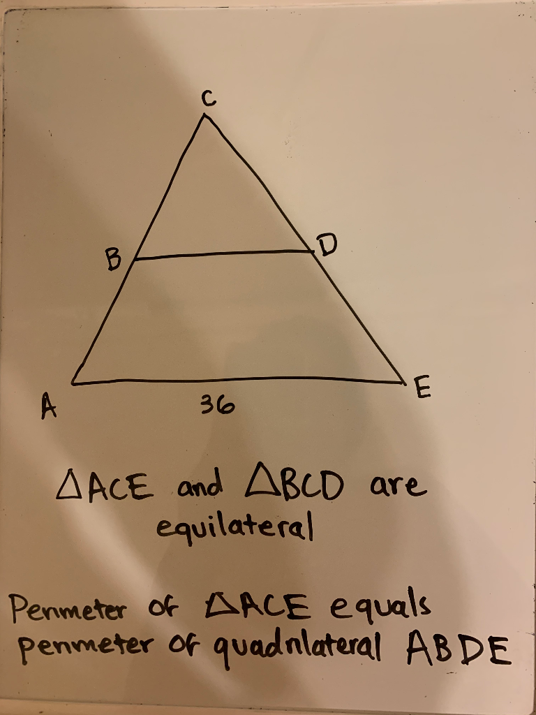 Solved с. D E A 36 AACE and ABCD are equilateral Permeter of | Chegg.com