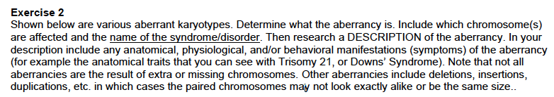 Solved Exercise 2 Shown below are various aberrant | Chegg.com