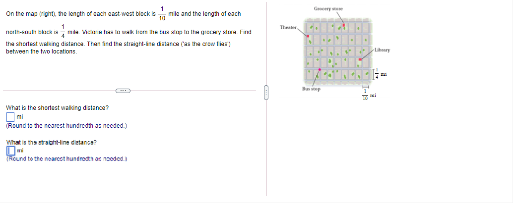 Solved On the map (right), the length of each east-west | Chegg.com