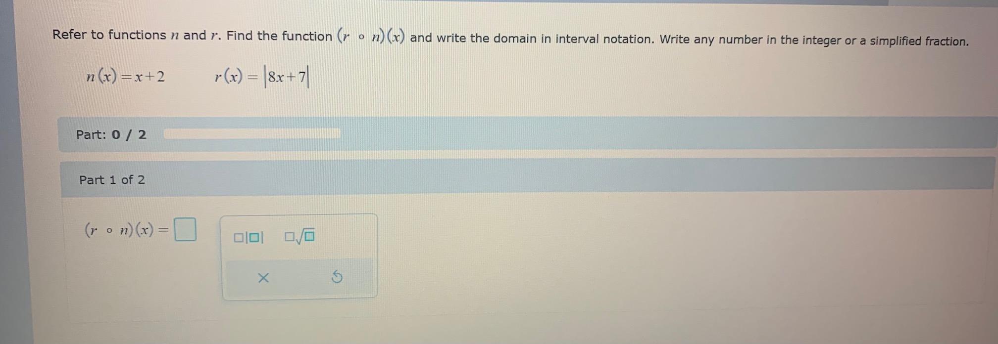 Solved Refer to functions n and r. Find the function (r o n) | Chegg.com