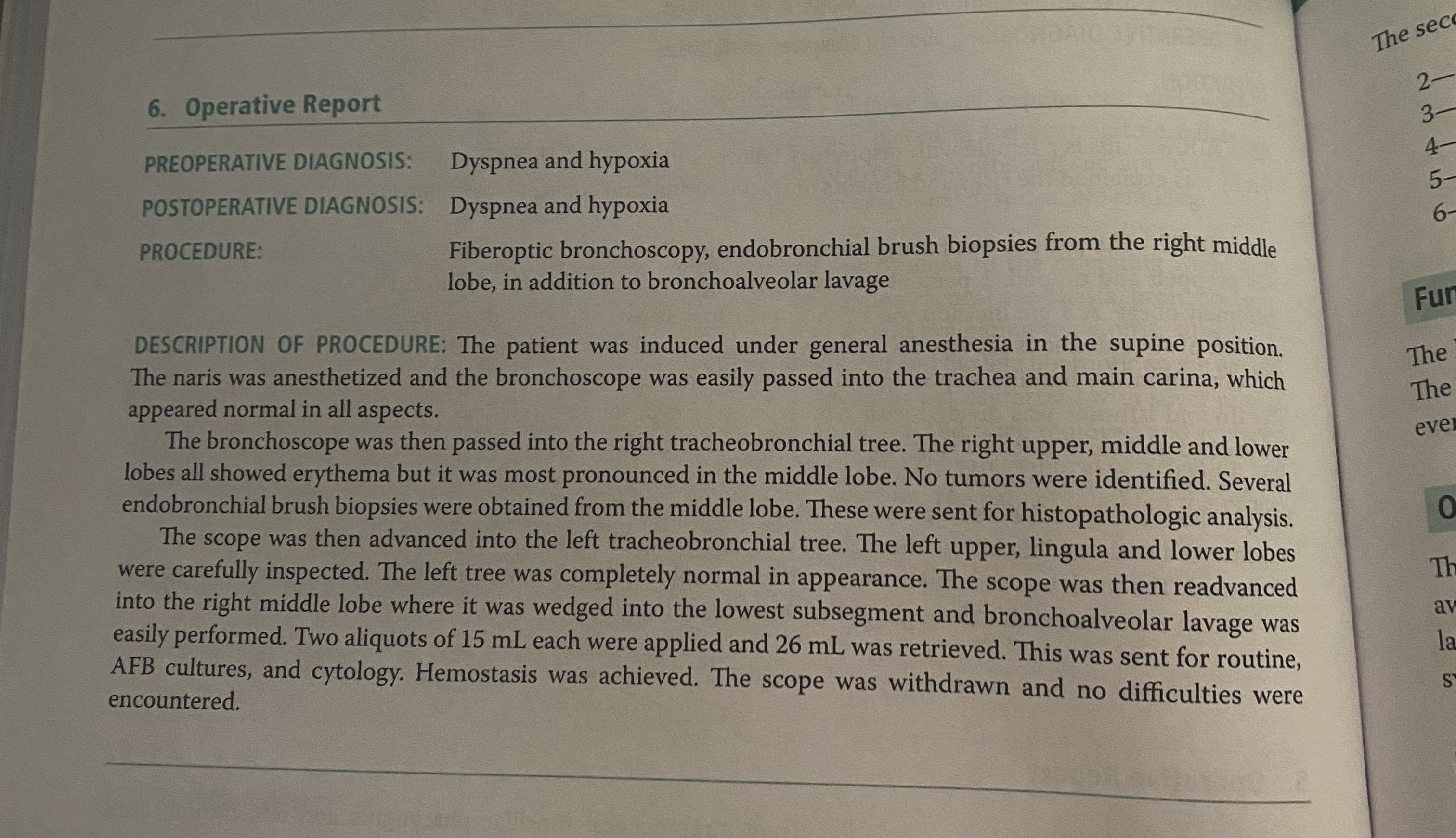 Solved 6. Operative Report PREOPERATIVE DIAGNOSIS: Dyspnea | Chegg.com