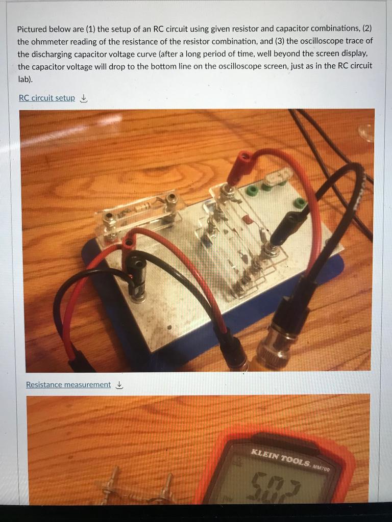 Solved Pictured below are (1) the setup of an RC circuit | Chegg.com