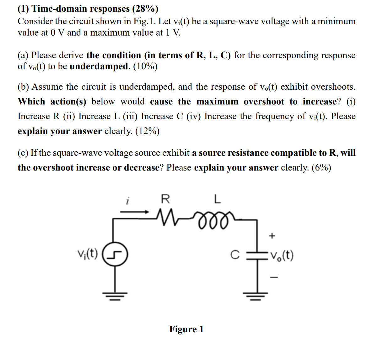 Solved (1) ﻿Time-domain responses (28%)Consider the circuit | Chegg.com