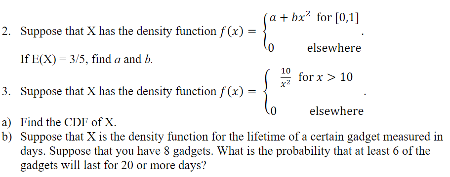 Solved 2. Suppose that X has the density function | Chegg.com