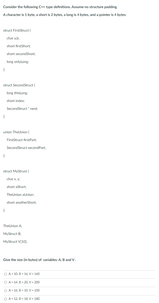 Solved Consider the following C++ type definitions. Assume | Chegg.com