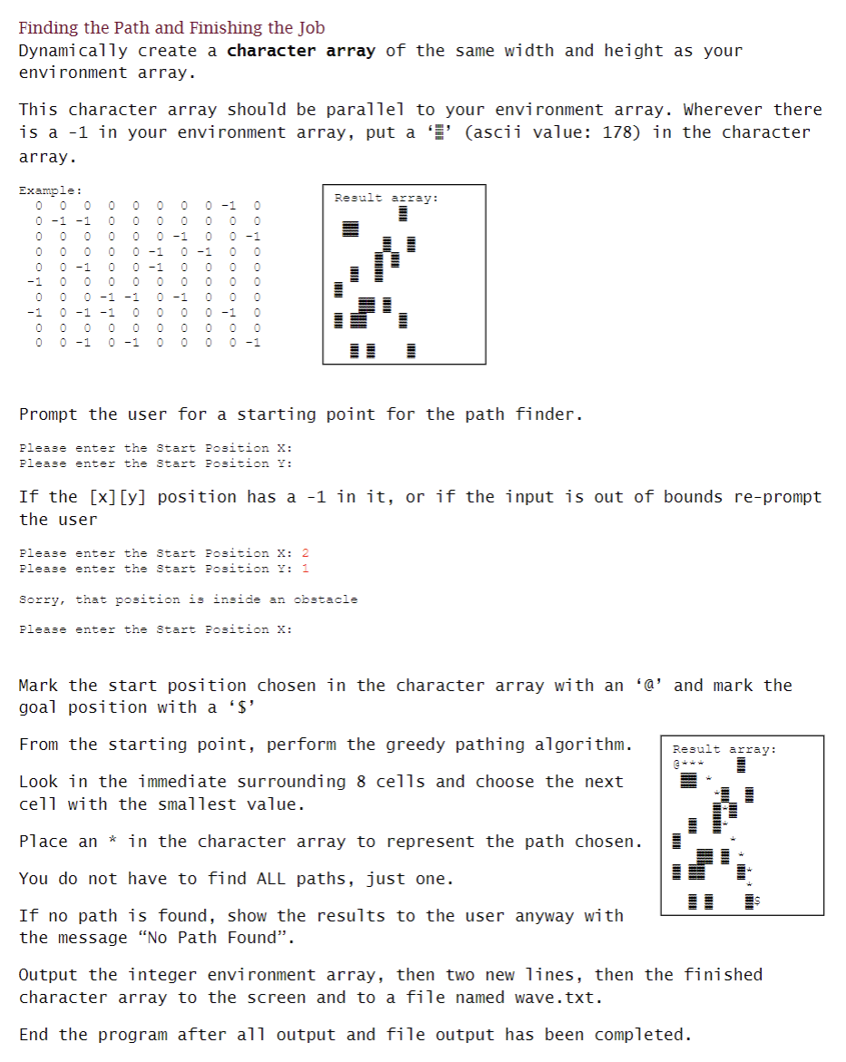 Solved Specifications: Option #1 - Wavefront Path Finder | Chegg.com
