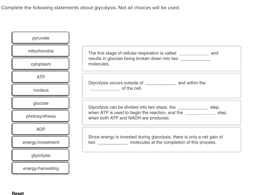 Solved Complete the following statements about glycolysis. | Chegg.com