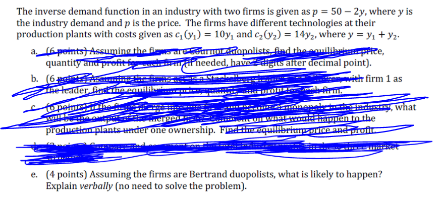Solved The inverse demand function in an industry with two | Chegg.com