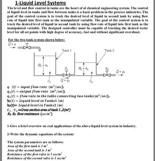 1-Liquid Level Systems The level and flow control in | Chegg.com