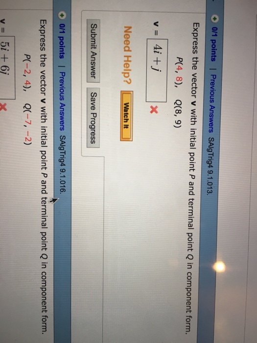 Solved Express the vector v with initial point P and | Chegg.com