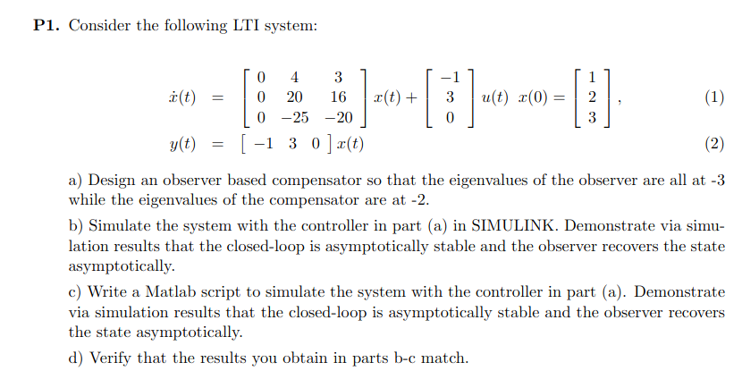 Solved P1. ﻿Consider the following LTI | Chegg.com