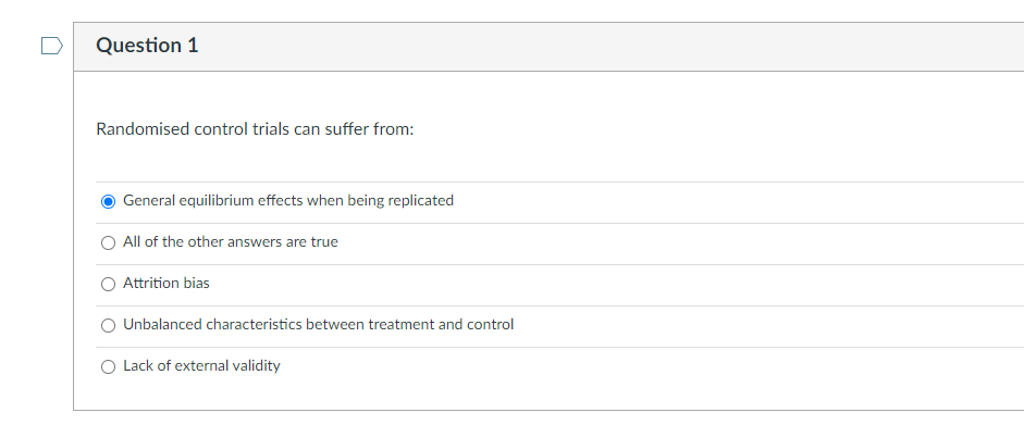 Solved Question 1 Randomised control trials can suffer from: | Chegg.com